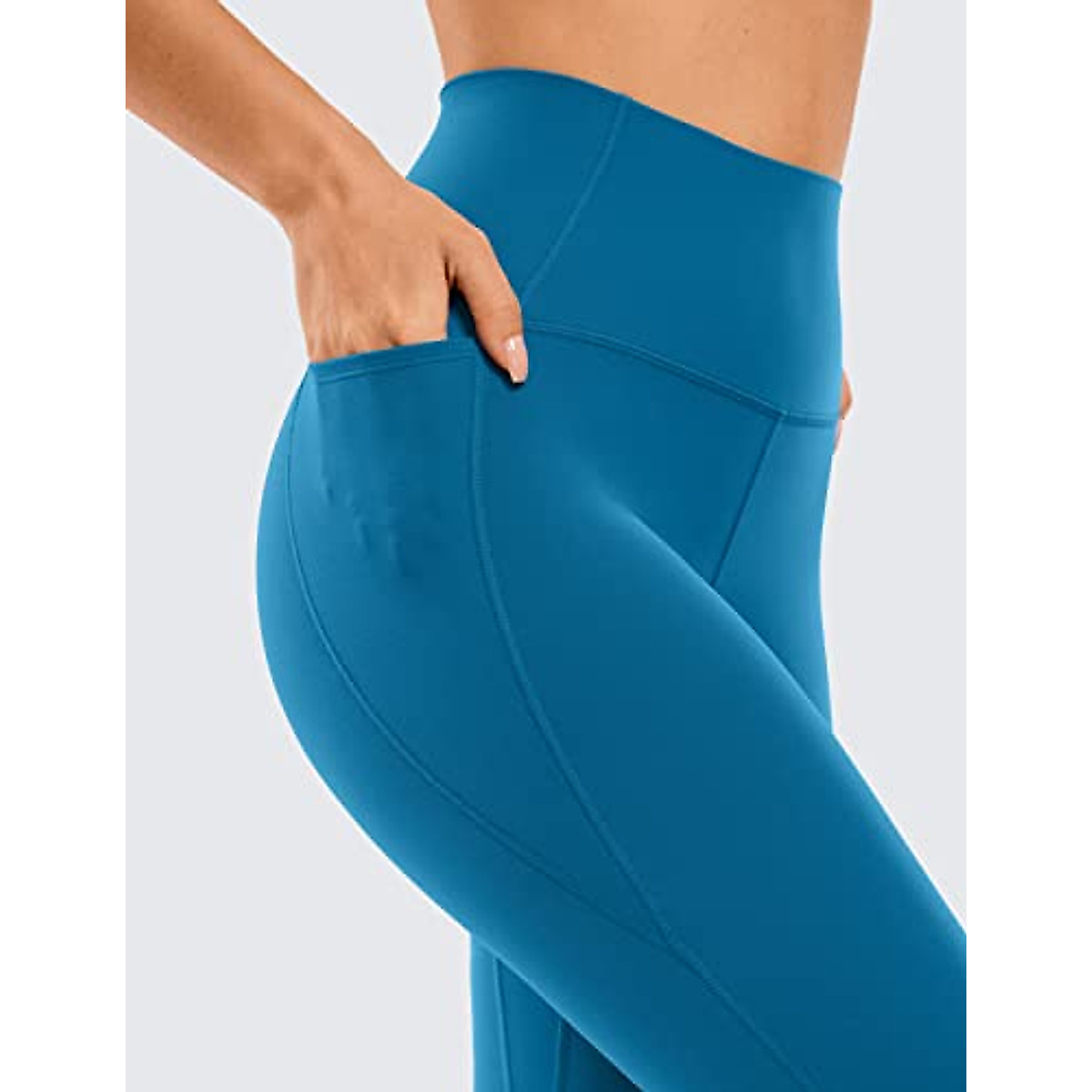 CRZ YOGA Womens Butterluxe Workout Capri Leggings with Pockets 21 Inches - High Waisted Gym Athletic Crop Yoga Leggings Super-Sonic Blue Medium