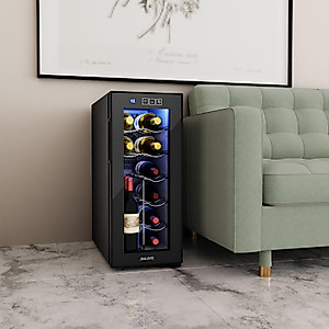 JINJUNYE 12 Bottle Wine Cooler, Wine Fridge Small, 46-66°F, Freestanding Wine Cooler Refrigerator with Digital Temperature Control, Wine Cellar Gift for Wine Lover…