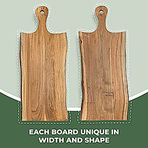 Extra Large 27 inch Acacia Wood Serving Board with Live Edge - Long Chopping and Cutting Board Food Prep Surface, Charcuterie Board for Meat, Veggies, Cheese Board, Bread, Fruit, Appetizers