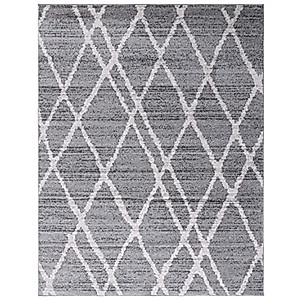 SAFAVIEH Adirondack Collection Area Rug - 6' x 9', Ivory & Silver, Modern Moroccan Design, Non-Shedding & Easy Care, Ideal for High Traffic Areas in Living Room, Bedroom (ADR128B)