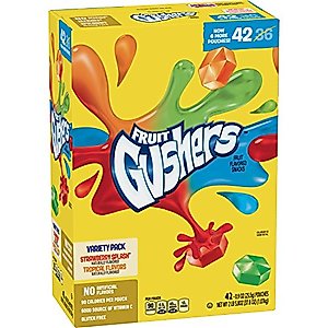 Betty Crocker Fruit Gushers, Strawberry Splash and Tropical, 0.9 Ounce (Pack of 42)