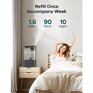 WELOV BoostMist Cool Mist Humidifier for Large Room, Smart Humidifier for Bedroom, 6L Home Humidifier for Plants, Quiet Ultrasonic Humidifier for Baby with APP/Voice Control, Auto Mode, H500 Pro