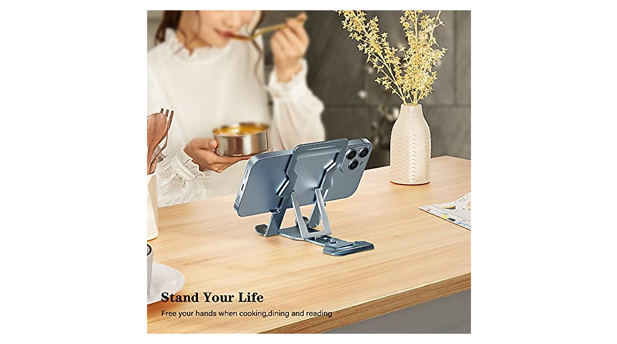 AISIERONE Portable Folding Phone Stand, Aluminum Desk Phone Stand ...