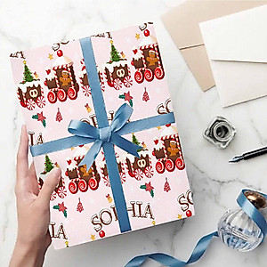 Artsadd Custom Christmas Wrapping Paper Rolls with Name Xmas Snowflake Personalized Birthday Gift Wrapping Paper for Kids Men Women 58"x 23"