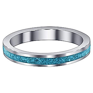 Gem Avenue Unisex 925 Sterling Silver Turquoise Chip Inlay 4 mm Band Size 6