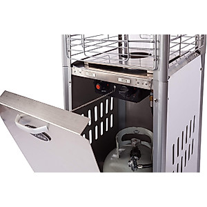 Fire Sense 60523 Pyramid Flame Patio Heater 40,000 BTU Outdoor Propane Heater Tower with Wheels - Stainless Steel