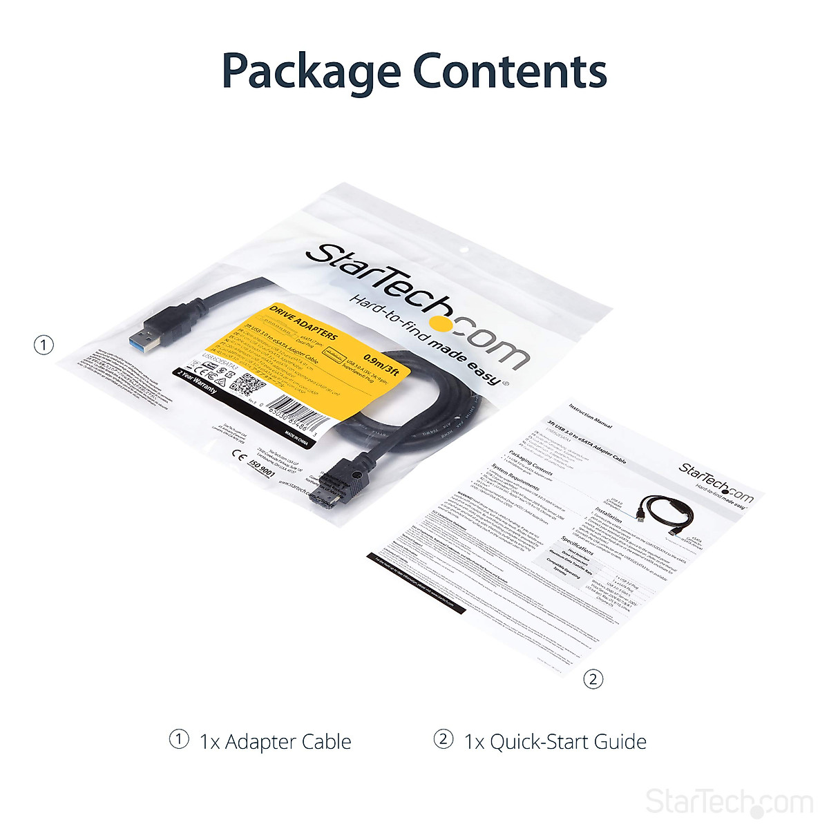 StarTech.com 3 ft USB 3.0 to eSATA Adapter - 6 Gbps USB to HDD/SSD/ODD Converter - Hard Drive to USB Cable (USB3S2ESATA3)