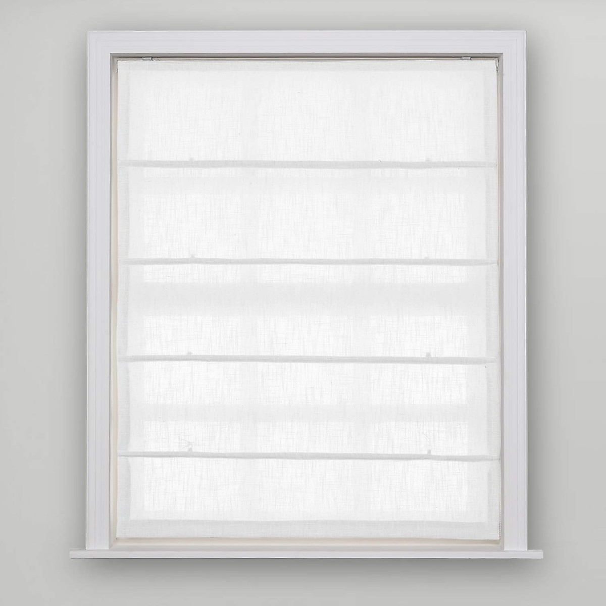 Cololeaf Roman Shade - Faux Linen, Light Filtering & Blackout, Washable Fabric, Install Hardware Included, Snow White, 1 Piece