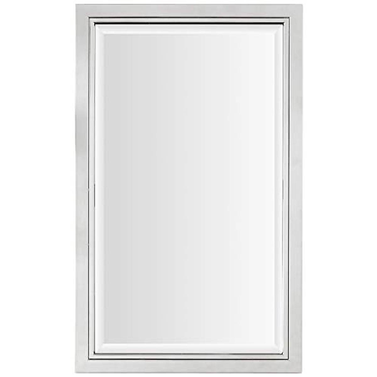 Head West Brushed Nickel with Chrome Recessed Medicine Cabinet Mirror - Stainless Steel Bathroom Mirror with Storage, Beveled Edge, and Adjustable Shelve - Small Medicine Cabinets for Bathroom 16"x26"