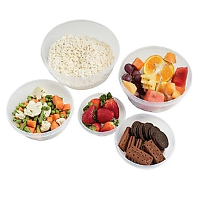 Unica Round Food Container, BPA-free Microwave Bowls with Lids, Airtight Container, Stackable Bowl Set, Freezer-safe, Dishwasher Safe, Set of 5, 8, 15, 26, 39, 59 oz, 7.68x7.68x3.48 in