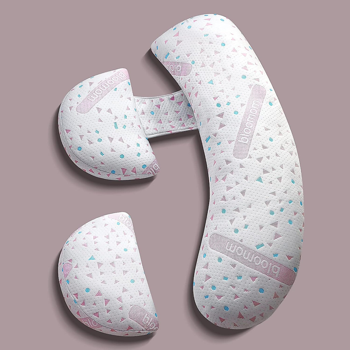 Busarilar Pregnancy Pillows for Sleeping, Maternity Pillow, Pregnancy Body Pillow Support for Back, Legs, Belly, Hips of Pregnant Women, Detachable and Adjustable with Pillow Cover (Pinky, Large)