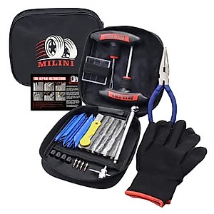 MILINI Tire Repair Kit, 42pcs Tire Plug Kit for Car, Truck, Tractor, Motorcycle, ATVT, RV, Tractor Heavy Duty Flat Tire Puncture Repair