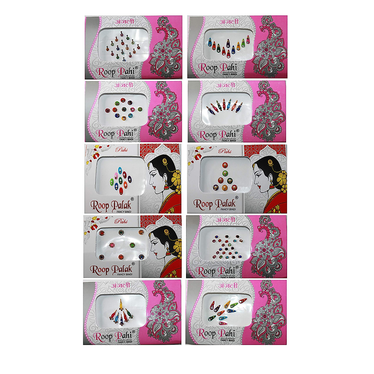 IS4A 10 Pack Bindi for Women, Bindi Jewelry Forehead, Indian Bindi, Bindi Face Jewels Multicolored Face Bindi Stickers