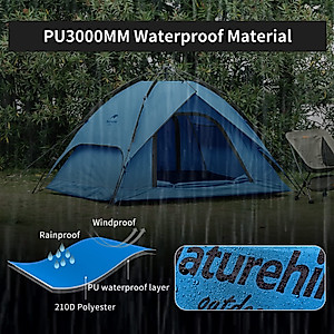 Naturehike Camping Tent, 3-4 Person Pop Up Tent for Camping, Easy Set up Instant Tent for Camping, 3 Person 4 Person Camping Tent