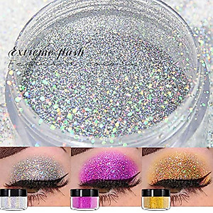 NewBang Body Glitter Spray,Sliver Gold Pink Glitter Powder,Shimmer Highlighter Loose Powder Glitter Makeup for Body Face Hair Clothes Nail Art Craft Design 3 Colors-with 1 Empty Spray Bottle