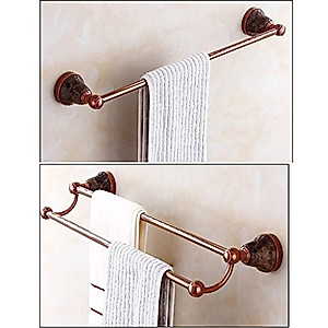 Bath Towel Bar Rose Gold Towel Rack, European Retro Bathroom Towel Pendant Rack, All Copper Towel Rail Towel Holder (Size : Double Pole)