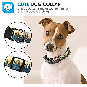 Timos Dog Collar for Small Medium Large Dogs,Adjustable Soft Puppy Collars with Quick Release Buckle,Sunset Valley,L Length 15.94''-25.59''
