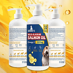 Goody2's Alaskan Salmon Oil for Dogs & Cats - Omega 3 Fish Oil for Healthy Skin & Coat, Joint & Bone Support, Allergy Relief, & Inflammation Defense - 32oz All-Natural Liquid Supplement