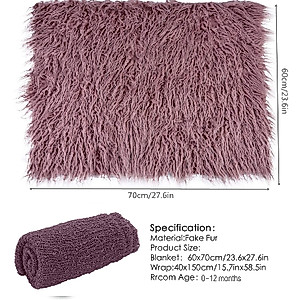 SPOKKI 4 Pcs Newborn Photography Props Outfits- Baby Long Ripple Wrap and Toddler Swaddle Blankets Photography Mat with Cute Headbands for Infant Boys Girls(0-12 Months) (Purple)