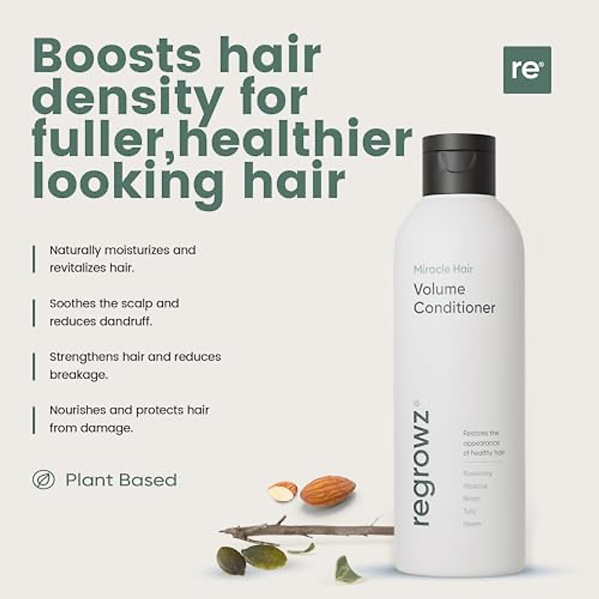 Regrowz Miracle Hair Volume Conditioner 7oz - For Fine,Thin Hair - Boost Shine & Thickness - Suitable for Men and Women - Hair Growth Repair Treatment with Biotin