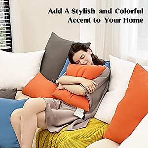 puredown® Outdoor Waterproof Throw Pillows, 16 x 16 Inch Feathers and Down Filled Decorative Square Pillows for Garden Patio Bench, Pack of 2, Blue