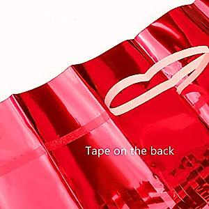 2 Pcs 3.2ft x 8.2ft Shiny Red Metallic Tinsel Foil Fringe Curtains Photo Booth Backdrop for Birthday Wedding Holiday Celebration Bachelorette Party Decorations (Red)