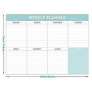 Weekly Planner Notepad - Tear Off Planning Pad with Daily Schedule & Calendar, 52 Sheets, 100gsm Paper, Undated Weekly To Do List Notepad, 10x7 in