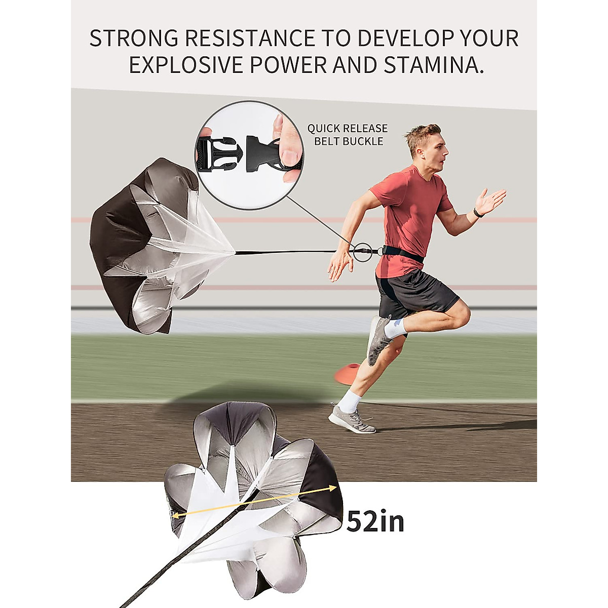 GHB Agility Ladder Speed Training Ladder 20 Feet 12 Rung Exercise Ladder, 10 Disc Cones,Resistance Parachute,Football Training Equipment Set