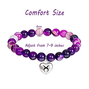 OFKAIS Zodiac Taurus Bracelet Gifts, Taurus Gifts for Women's Birthday, Valentine, Thanksgiving, Christmas & End of Year, Natural Stone Horoscope Beaded Zodiac Bracelet