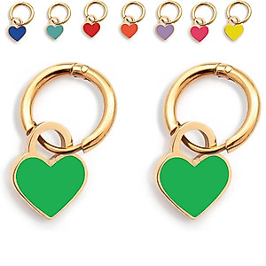 Hey Harper Iris Earrings Gold Huggie Hoop Earrings Dangle Drop - Waterproof & Sweatproof Dainty Gold Hoop Earrings for Women - Heart Pendant Earrings with 14K Golden Color PVD Coating