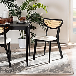 Baxton Studio Dannell Dining Chairs, Set of 2, Cream/Black/Light Brown