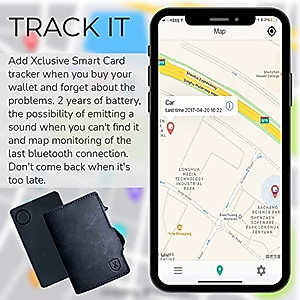 Xclusive Leather Slim Wallet with Smart Tracker | Utilitarian Smart Card Built-in 2 Year Battery & Minimalist Wallet with Money Clip | Blend of Luxury & Utility