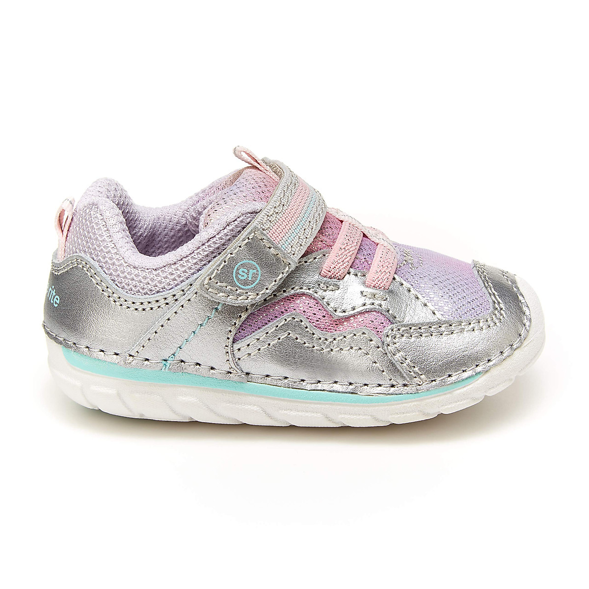 Stride Rite baby girls Soft Motion Kylo Sneaker, Silver/Multi, 4 Wide Infant US