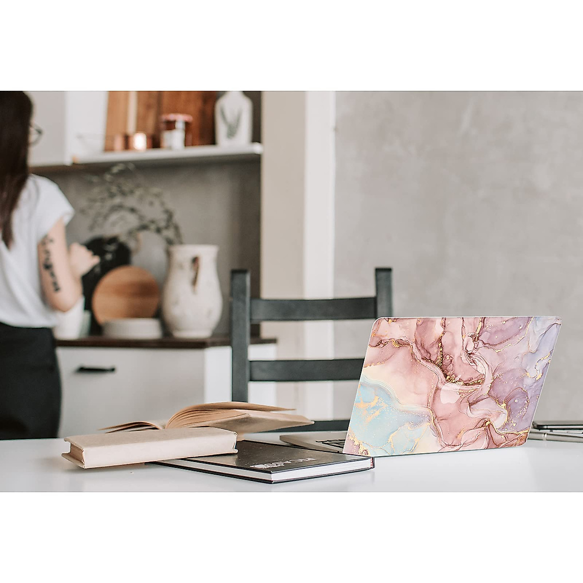 Watbro Compatible with MacBook Air 13 Inch Laptop Case 2020 2019 2018 Release A2337 M1/A2179/A1932,Colorful Marble Case with Keyboard Cover Skin for MacBook Air 2020 with Touch ID