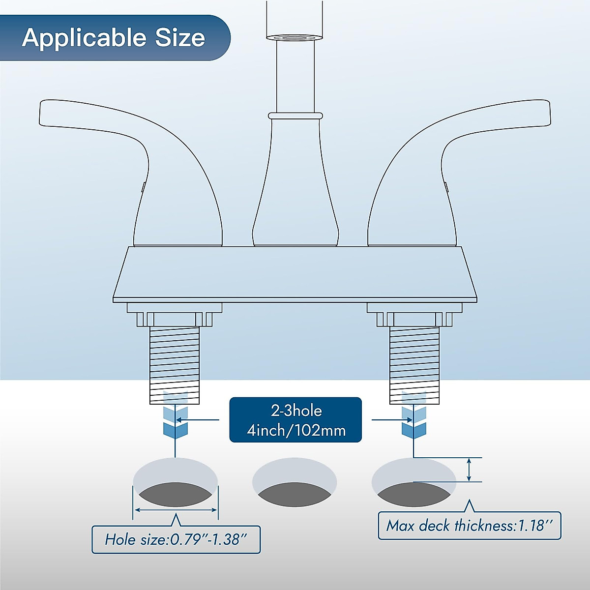 Cinwiny Bathroom Sink Faucet 4 Inch 2 Handle Bathroom Faucet 360° Swivel Spout Deck Mounted Vanity Faucet with Water Supply Hoses,Matte Black,with Pop up Drain
