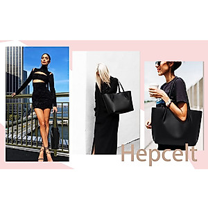 hepcelt Hobo Bags Leather Totes for Women Ladies Purses and Handbags Dupes for Women Handbags Purse and Wallet Set Shopper Purse Satchel Handbag with Top Handles, Black