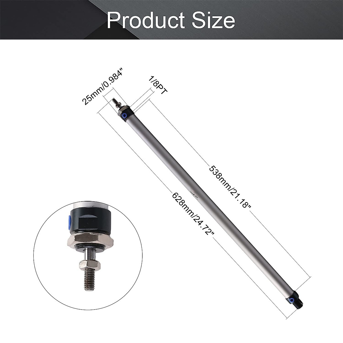 Othmro 20mm Bore 500mm Stroke Air Cylinder Double Action Aluminium Alloy Penumatic Air Cylinder (MAL20 x500)