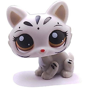 Black & White Big Eye Cat Mini Pet Shop - LPS Action Figure, Rare Short Hair Kitten Toy for Kids