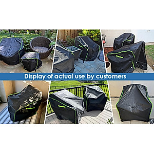 GARPROVM Garden Chair Covers Winterproof Outdoor Chair Covers 3 Pack, Patio Chair Covers 32" Wx30 Dx31 H, Table Cover 19" Wx19 Dx20 H, Outdoor Furniture Covers Waterproof 420D Oxford Fabric