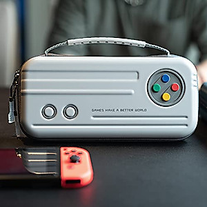 Geekshare Vintage Time Machine Carry Case Compatible with Nintendo Switch/Switch OLED - Portable Hardshell Large Capacity Travel Carrying Case fit Switch Console and Accessories(Gray)