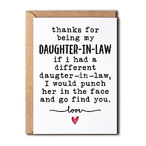 NTVShop Thanks Card - For Being My Daughter-In-Law Card - Funny Birthday Card - Funny Daughter-In-Law Christmas - Gift For Her