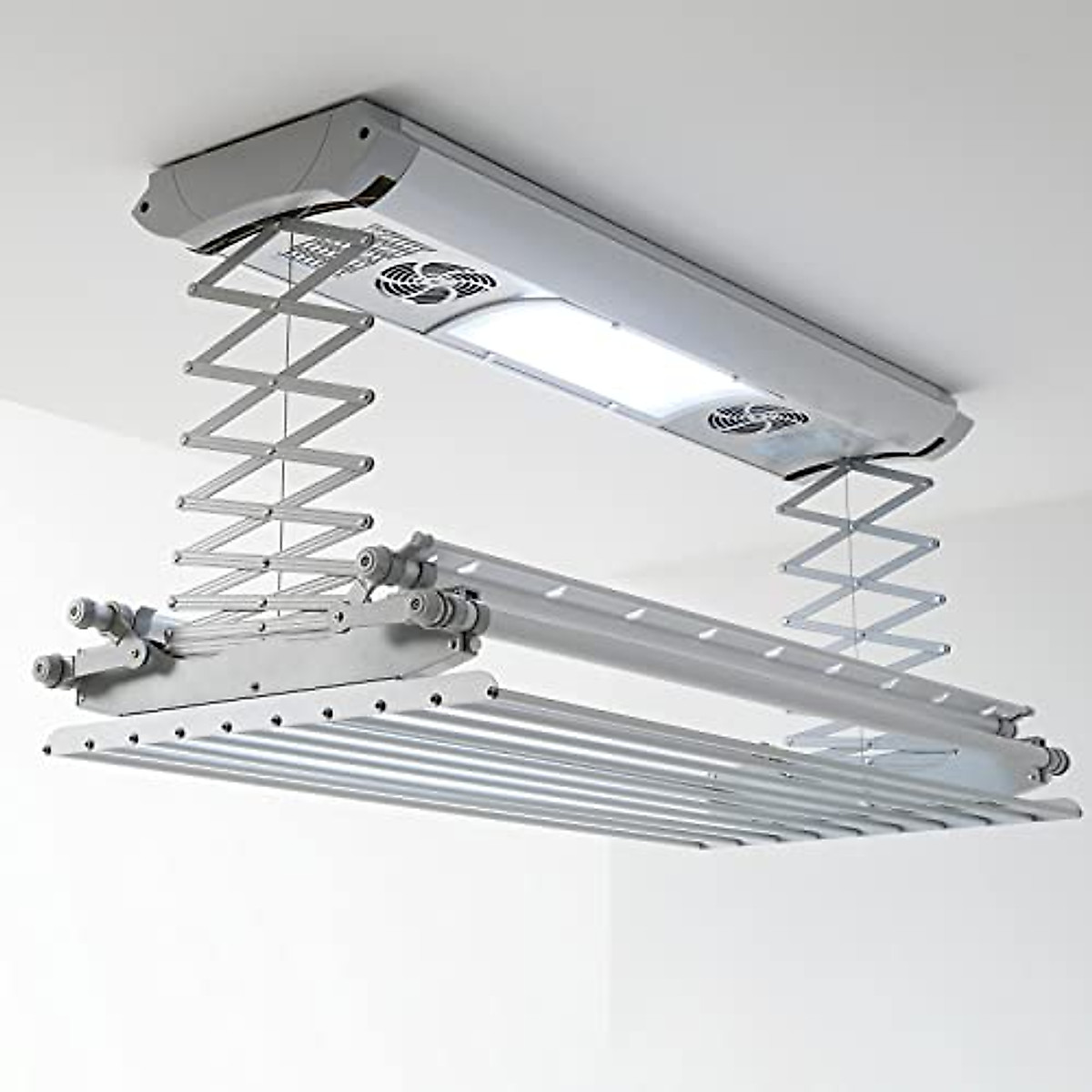 foxydry Air, Wall and Ceiling Clothesline, Electrical Drying Rack, with Remote Control in Aluminium and Steel (Ceiling Mounted, 120)