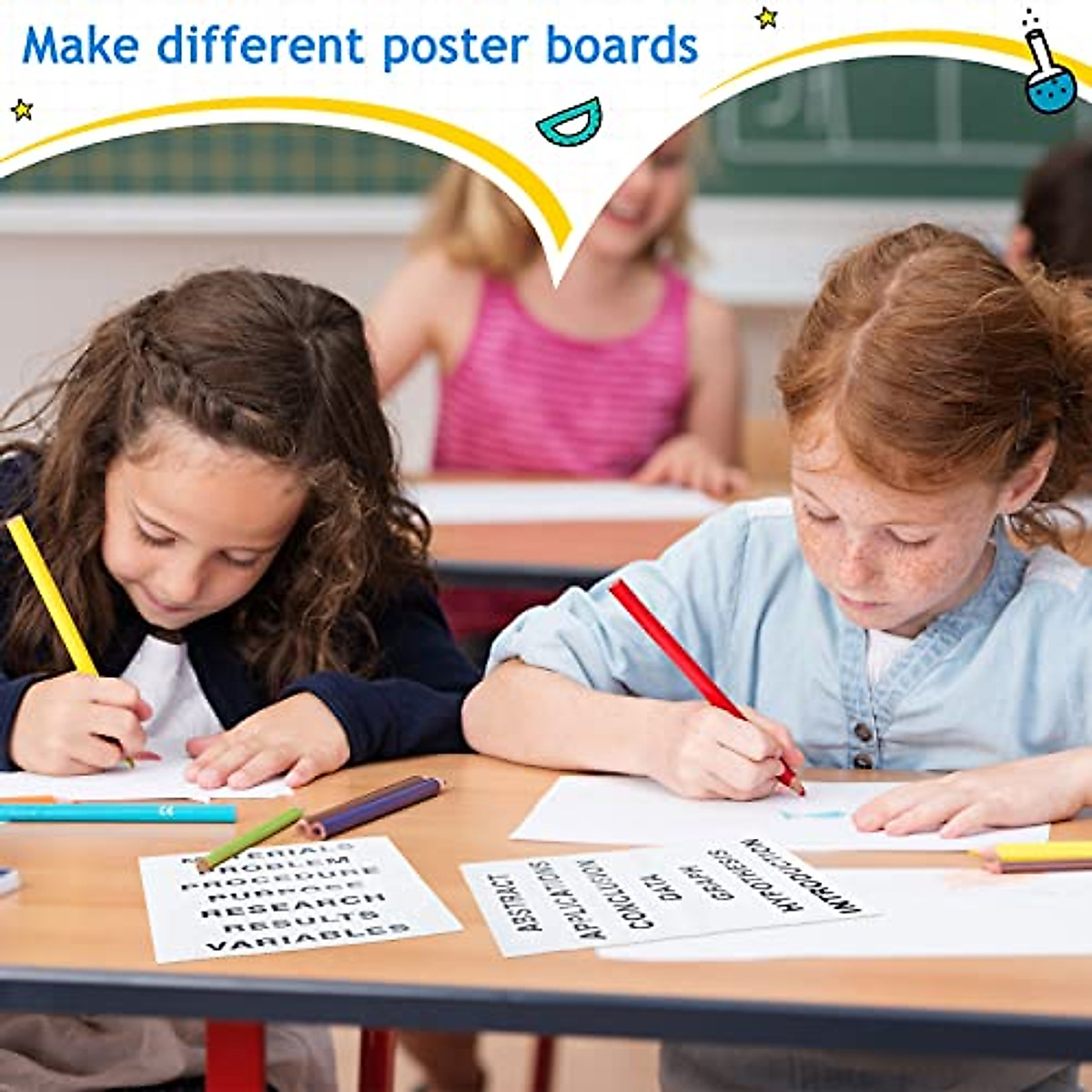 Self Adhesive Presentation Science Subtitles Science Fair Display Boards Science Fair Board Supplies Science Fair Titles for Classroom Office Science Fair Supplies (8 Set)