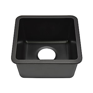 15" x 15" Quartz Kitchen Sink, Single Bowl Kitchen Sink, bar sink,Drop in Kitchen Sink, Granite Composite Kitchen Sink, Undermount Sink, Galaxy Black kitchen Sink, LP-1515-K-SO