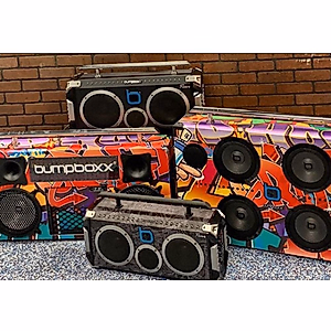 Bumpboxx Bluetooth Portable Speaker Boombox Flare8 NCAA LSU | Retro Boombox with Bluetooth Speaker | Rechargeable Lithium Battery | Includes Wireless Microphone, Carrying Strap & Remote Control