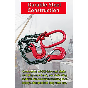 Chain Sling 2/5Inch X 5 Ft 4410lb Double Leg with Sling Hooks Chain Slings Adjusters Grade 80Alloy Steel Engine Chain Hoist Lifts【2 Ton】