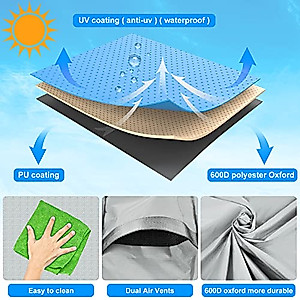Top Hill Pyramid Patio Heater Cover ，Outdoor Heater Cover Waterproof Zipper Designed with Storage Bag，Stand-Up Outdoor Propane Patio Heater Cover 21" L x 21" W x 90" H (Grey）