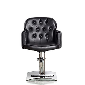 Salonsunny Black Square Base Vintage Salon Styling Chair Barber Cutting Chair All Purpose Spa Beauty Equipment