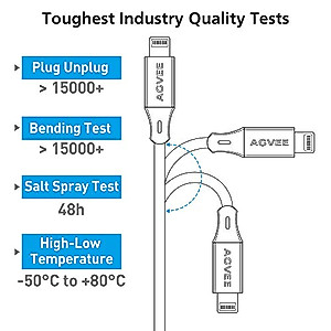 AGVEE 3 Pack 1.5ft for iPhone Charging Cable, Reinforced End Tip, Braided Fast OEM USB Charger Wire Data Cord for iPhone 11 10 8 7 6S 6, iPad iPod iOS Case Friendly, Gray