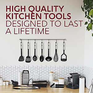 Kitchen Utensils Set - 24 PCS Nylon Cooking Utensils Set, Kitchen Spatula Set with Stainless Steel Handles - Heat Resistant Non-Stick Kitchen Tools - Black Kitchen Utensil Set